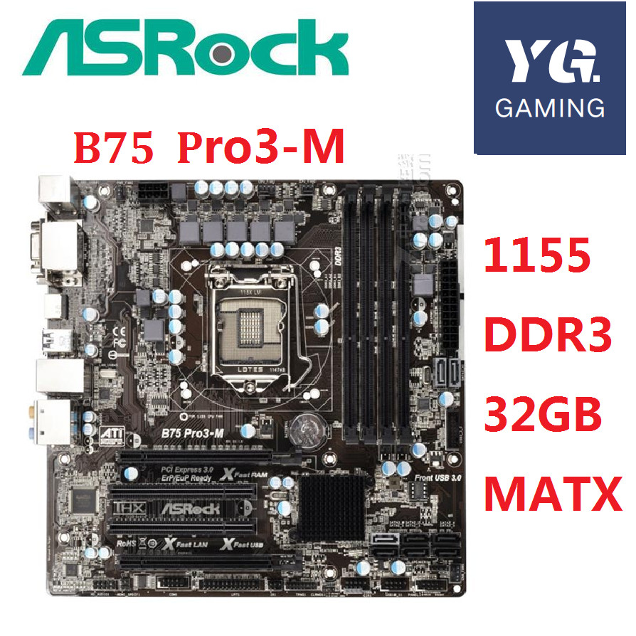Jual ASROCK B75 PRO3-M solid-state LGA1155 DDR3 32GB USB3.0 Desktop ...