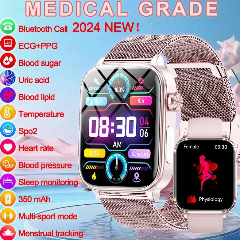 Jual 2024 New ECG+PPG+HRV Smart Watch Blood Glucose Blood Lipids Women ...