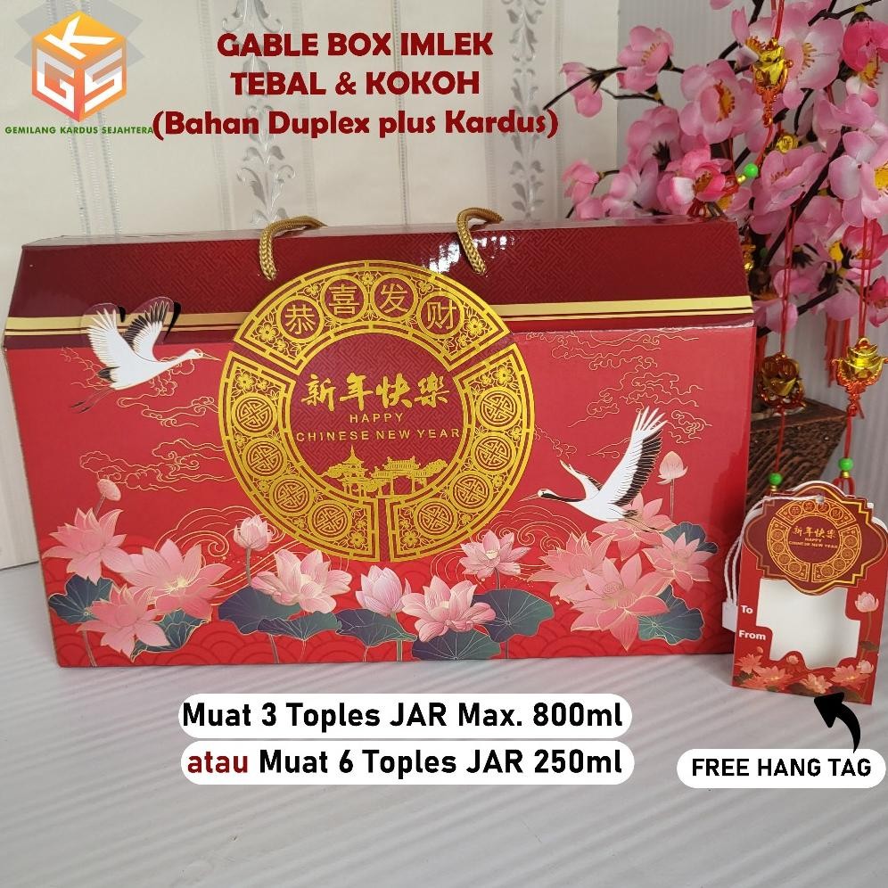 Jual 10pcs Box Hampers Imlek | Ukuran 3 Toples Jar | Gable Box Imlek ...