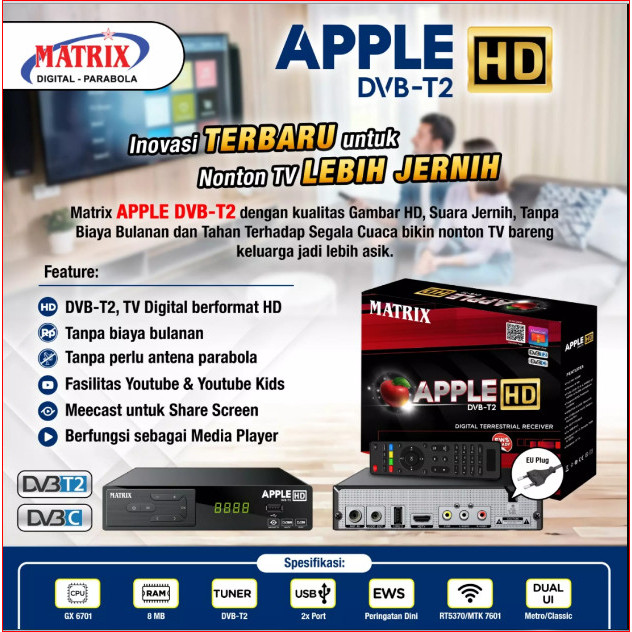 Jual Set Top Box Stb Dvb-T2 Matrix Garuda Matrix Apple Hd Youtube ...