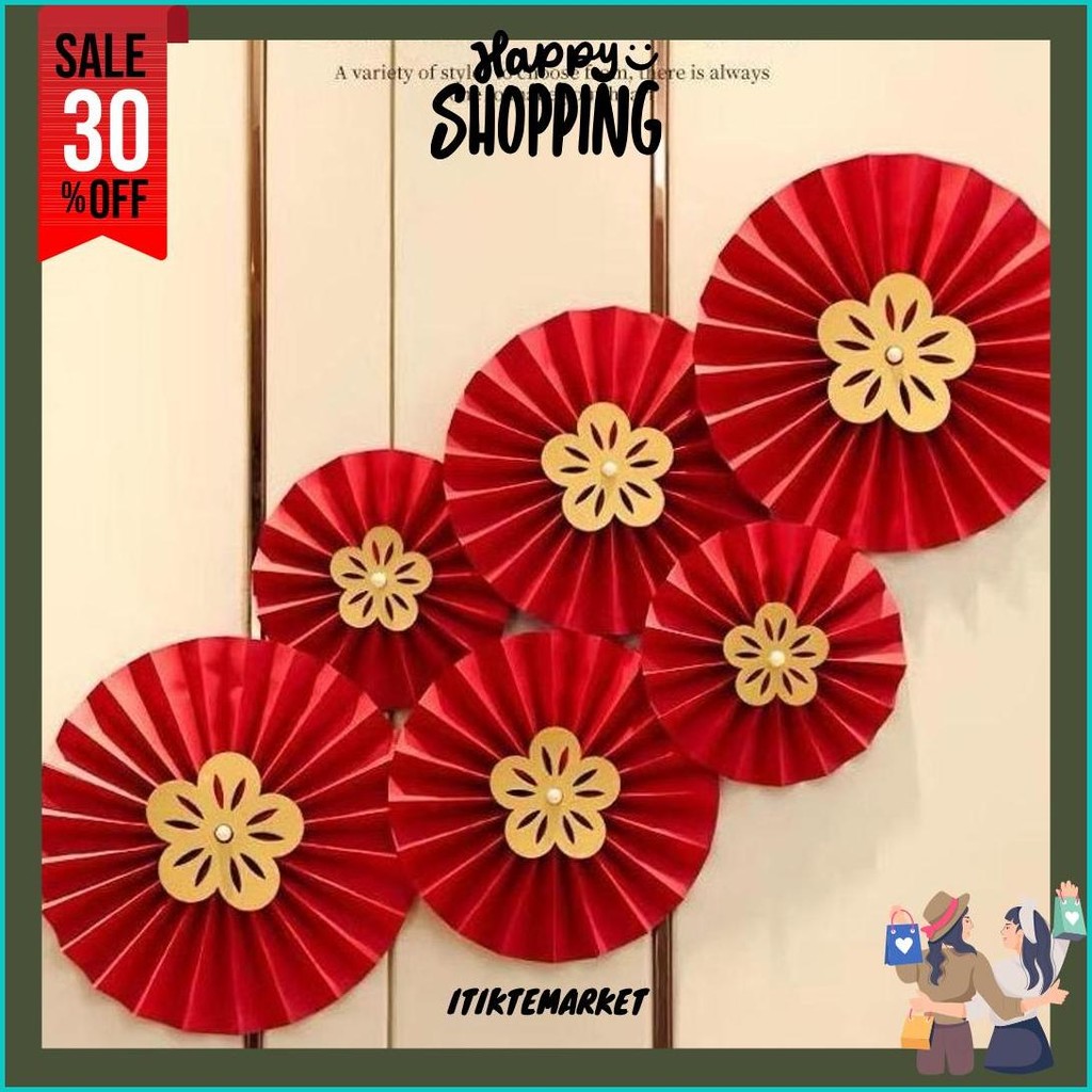 Jual Dt.Shop.Medan Set Dekor Wedding / Imlek/ Sangjit | Paper Fan Imlek ...