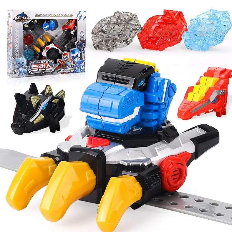 Jual mini force transformation super dinosaur power toy with sound and ...