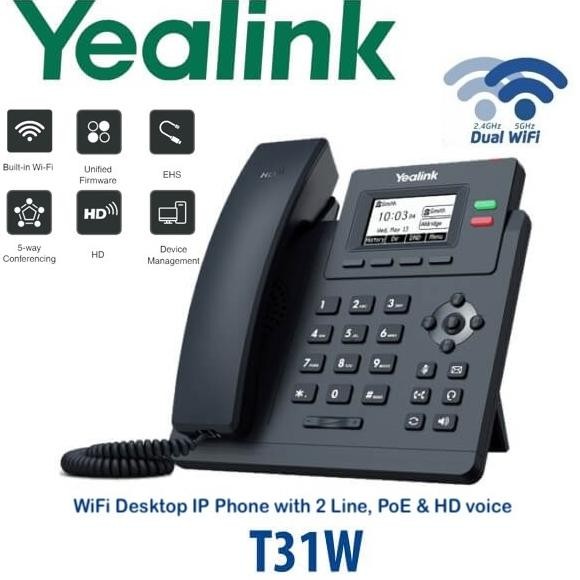 Jual Yealink SIP-T31W - Entry Level WiFi IP Phone [2 Line, PoE, HD Voice] | Shopee Indonesia