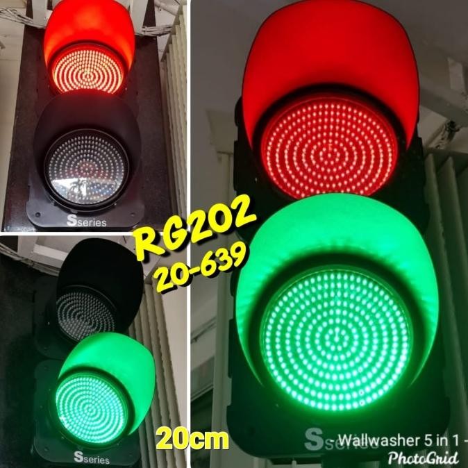 Jual lampu traffic light red green 30cm traffic led 2 aspek merah hijau ...