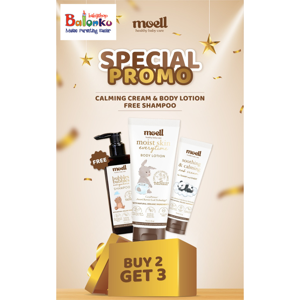 Jual Moel Paket Bundling Calming Rub Cream Body Lotion Free Shampoo ...