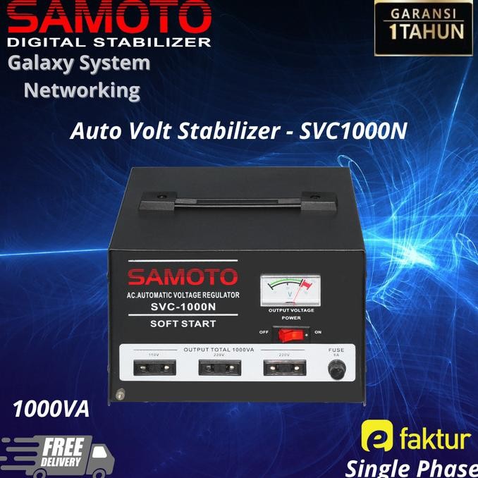 Jual STABILIZER SAMOTO DIGITAL LISTRIK SINGLE PHASE 1000VA STABILISER ...