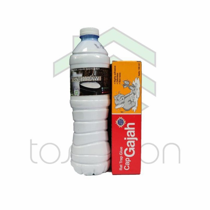 Jual BERMUTU Getah Karet Mentah Cair 600ml Bundle Lem Tikus Cap Gajah ...