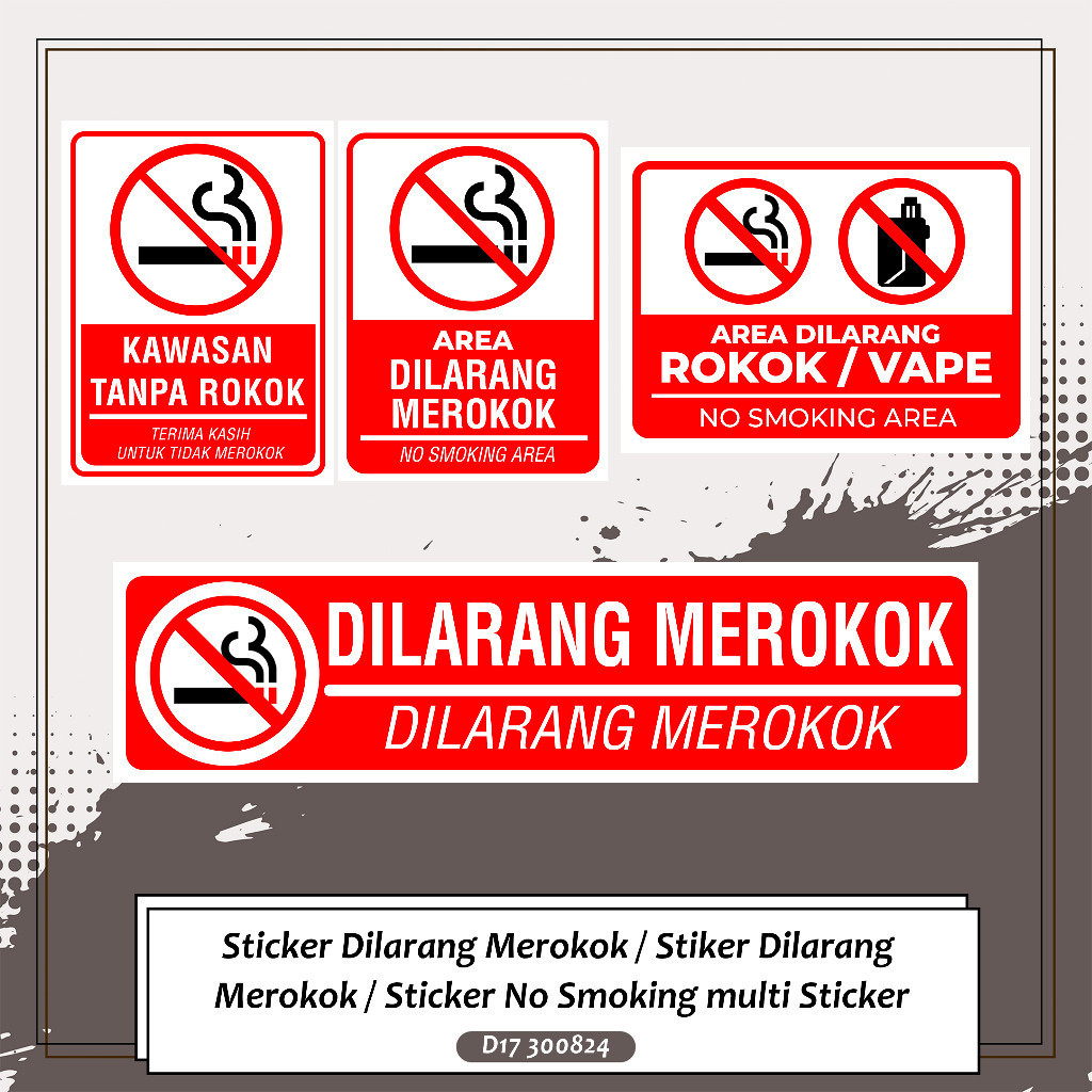 Jual Sticker Dilarang Merokok / Stiker Dilarang Merokok / Sticker No ...