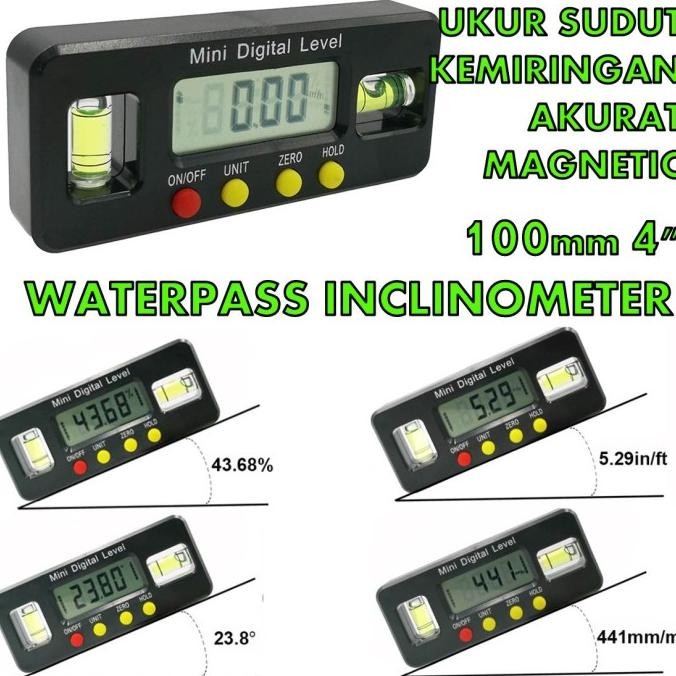 Jual Water Pass WaterPass Magnet Digital Sudut Kemiringan INCLINOMETER ...