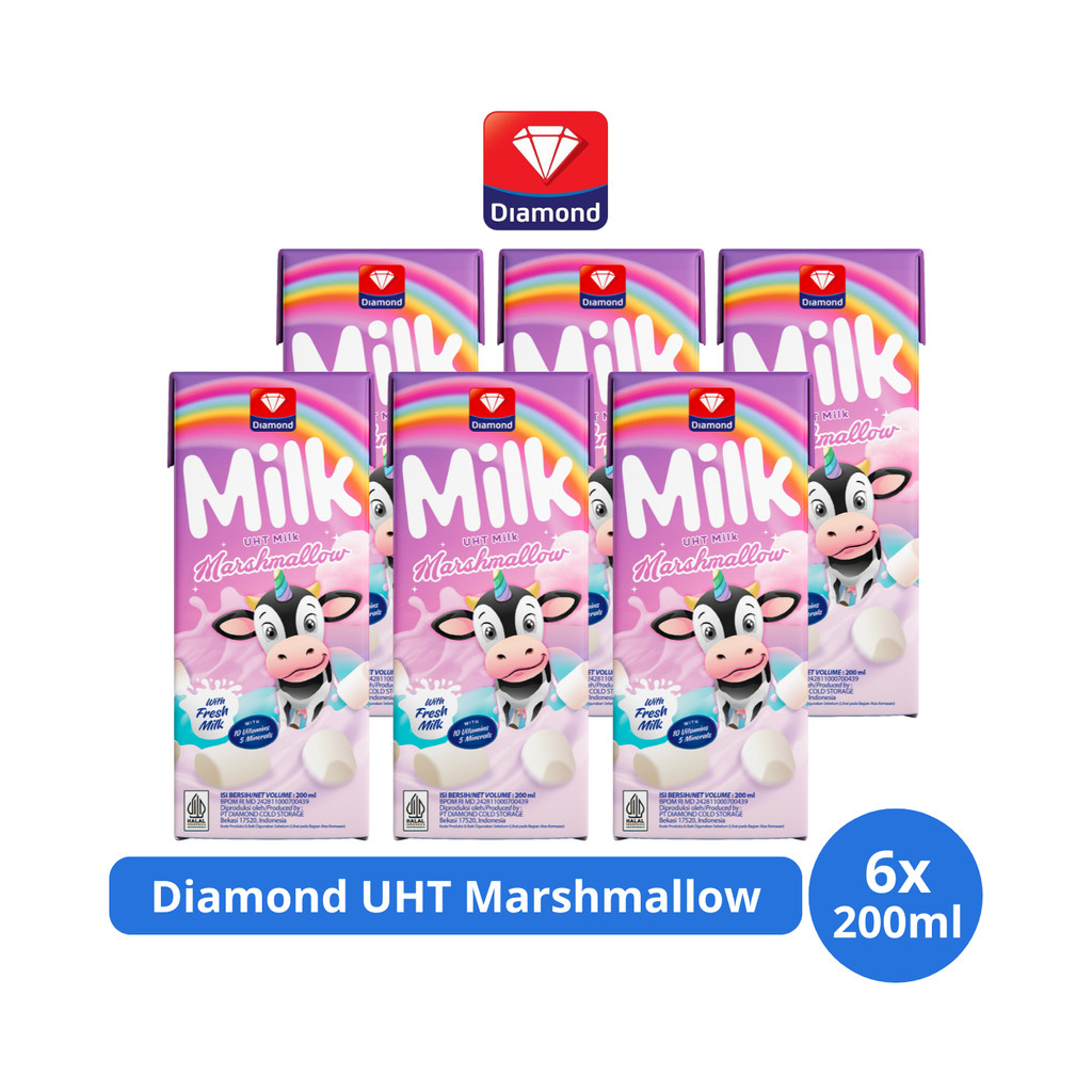Jual Diamond Milk Susu UHT Marshmallow 200ml x 6 pcs | Shopee Indonesia