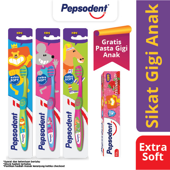 Jual Buy 3 Pepsodent TB kids get Pepsodent kids TP strawberry 45g ...