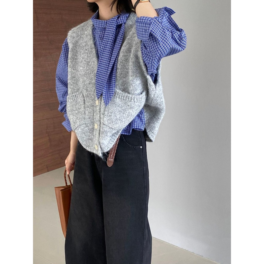 Jual Crunchy Brulee Rompi abu-abu untuk wanita, rajutan, bergaya, mewah ...