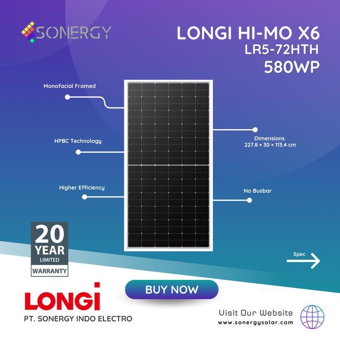 Jual Panel Surya Longi 580Wp Hi-Mo X6 Lr5-72Hth | Shopee Indonesia