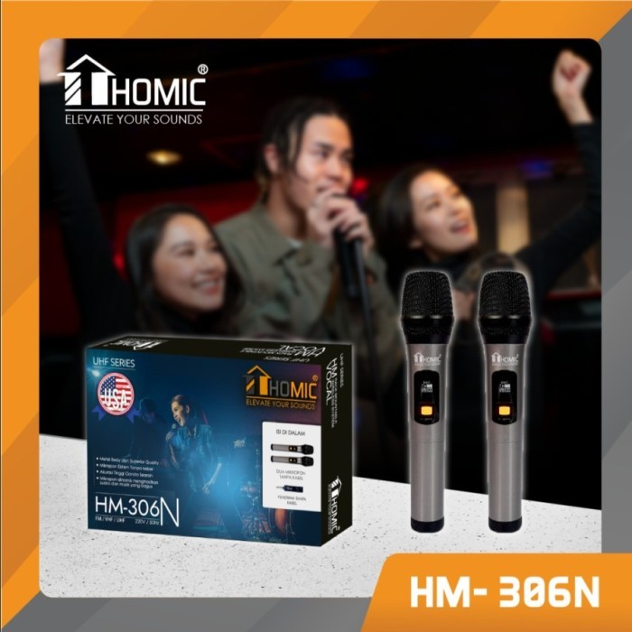 Jual Hilmawanmall - Microphone Double Wireless Homic Hm-306N Mic Tanpa ...