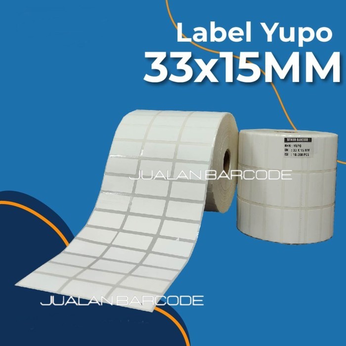 Jual KERTAS STICKER LABEL BARCODE YUPO 33X15 3 BARIS ISI 10 RB | Shopee ...
