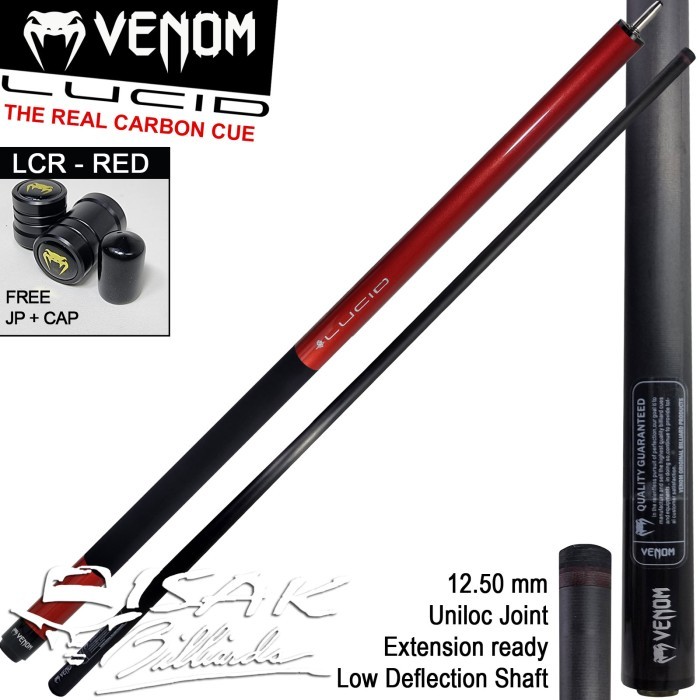 Jual Murah Venom Lucid Carbon LCR Red Cue Uniloc Low Deflection Stick ...