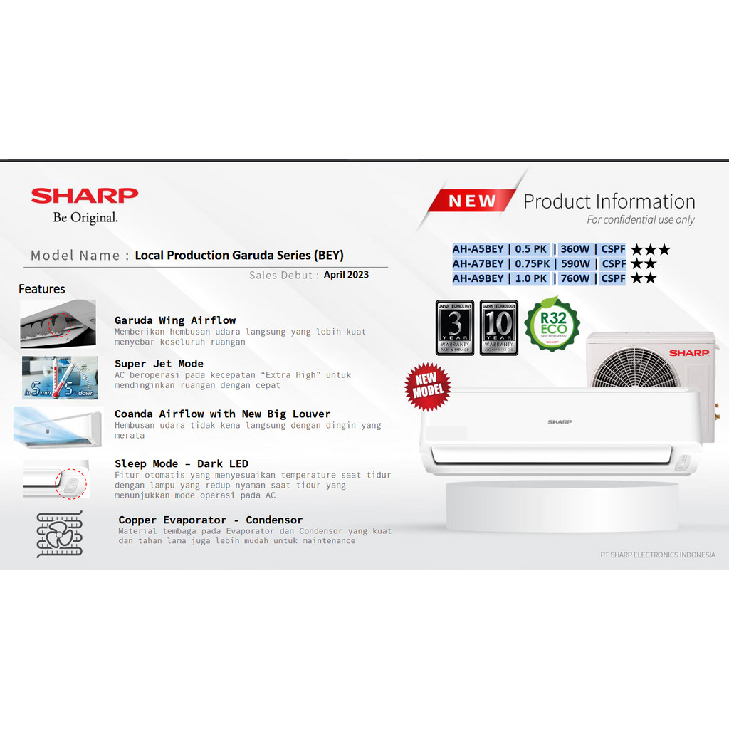 Jual AC SHARP AH-A 07 BEY 3/4 PK R32 LOW WATT UNIT ONLY | Shopee Indonesia