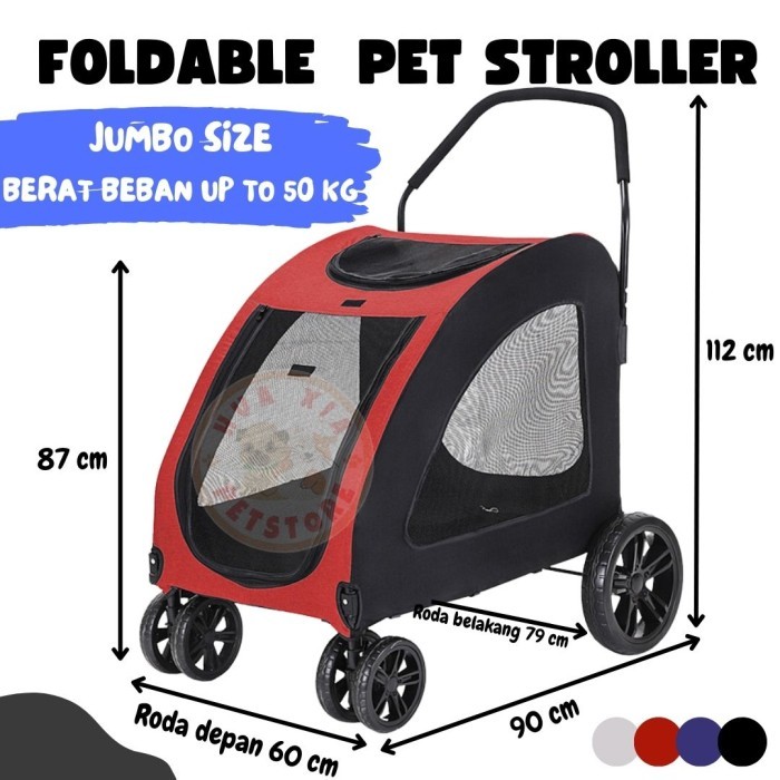 Jual Pet Stroller Troli Kereta Dorong Lipat Anjing Kucing Jumbo Extra ...