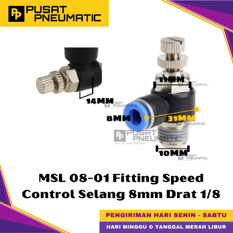 Jual MSL 8-01 One Touch Male Thread Speed Control Fitting Slip Lock Socket Push In Connector ...