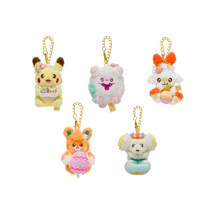 Jual Pokemon Center Easter Keychain Plush Pikachu Pawmo Swirlix Fidough ...