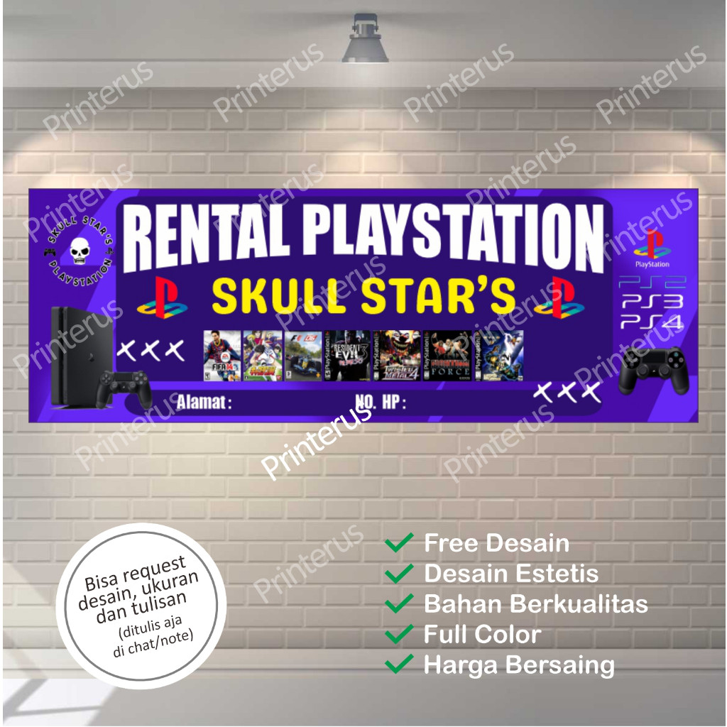 Jual BELANJA HEMAT !! Banner Spanduk Rental PS4 PS5 – Desain Game Keren ...