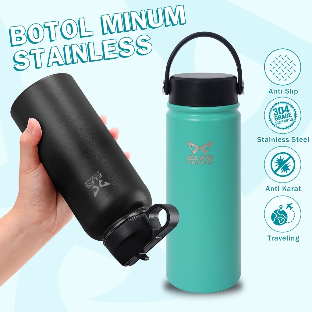 Jual Elfs Active Botol Air Stainless Steel 600ml Tumbler Termos tahan ...