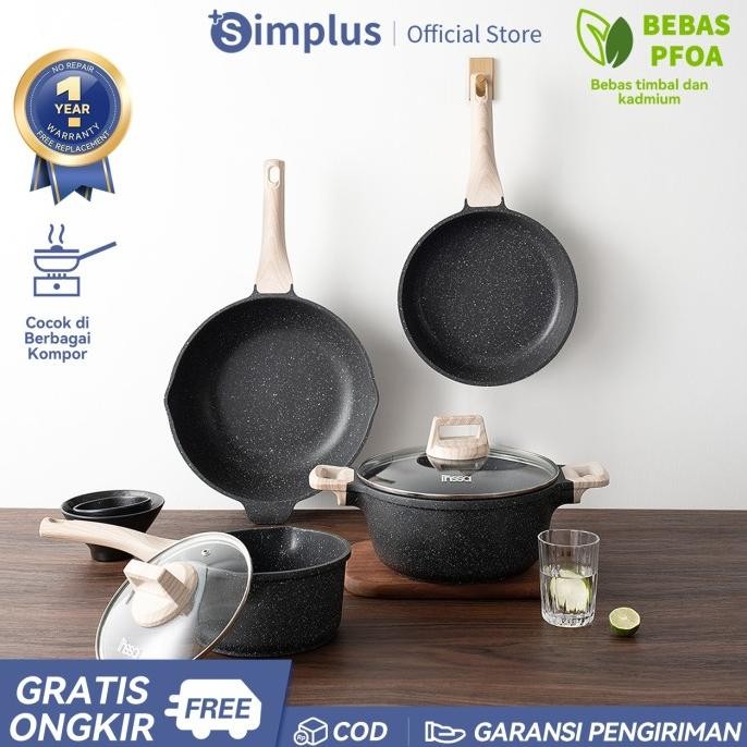 Jual Simplus x INSSA 4 Set Peralatan Masak Alumunium Die-Cast Anti Lengket Peralatan Masak Rumah ...