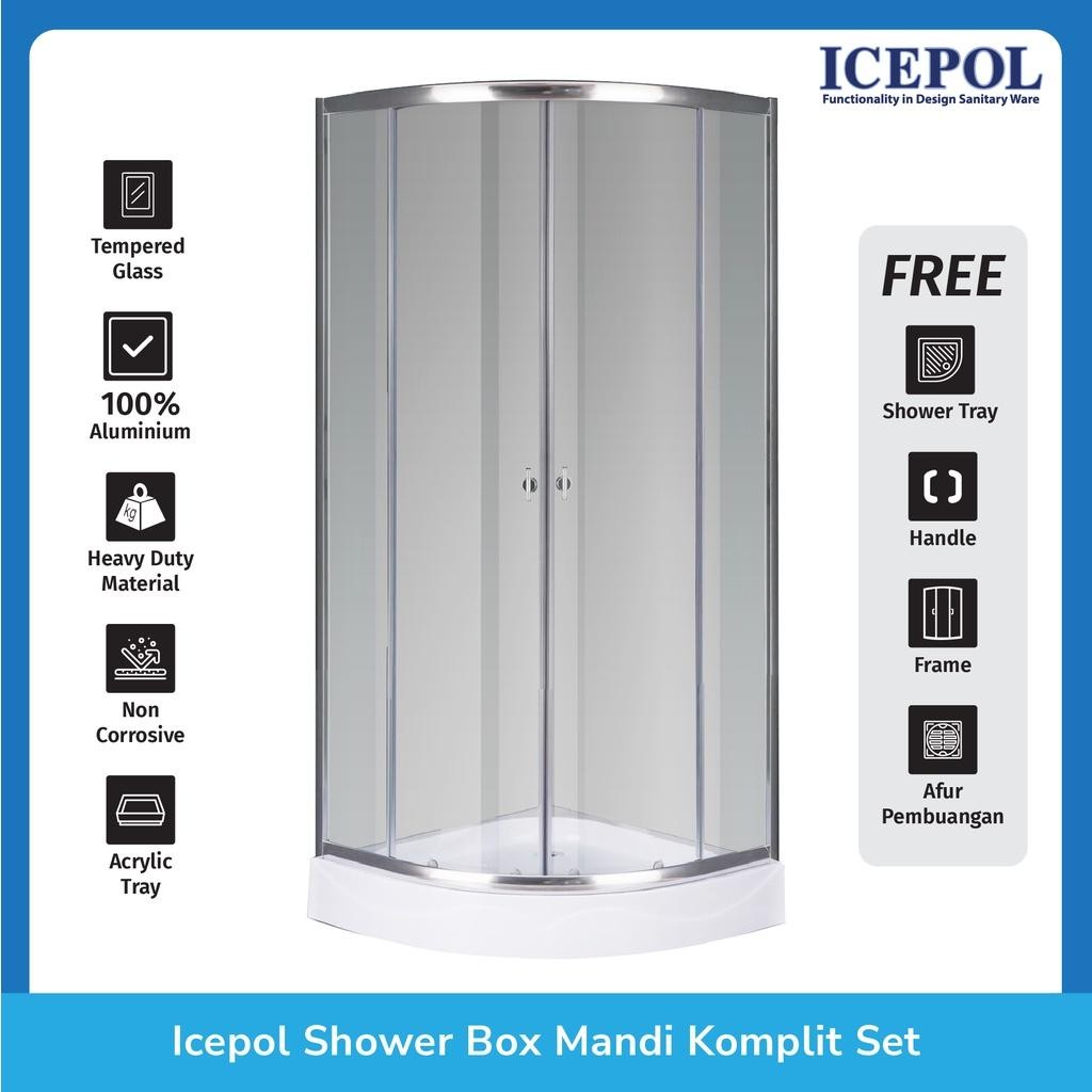 Jual Icepol Shower Box Mandi Modern Minimalis Komplit Set 8015 Clear ...
