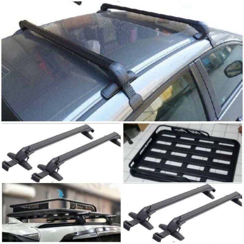 Jual Paket Roof Rack / Rak Bagasi Dan Cross Bar Jepit Body Mobil Avanza ...