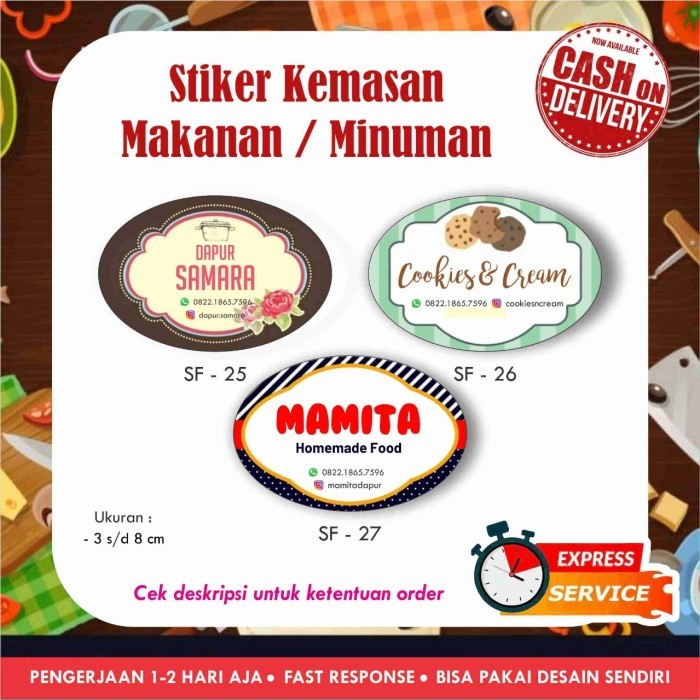 Jual STIKER VINYL OVAL / KEMASAN MAKANAN / MINUMAN / LABEL / ANTI AIR ...