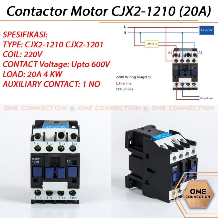 Jual Contactor /Kontaktor Motor CJX2-1210 Coil 220V LC1D 1NO upto 660V ...
