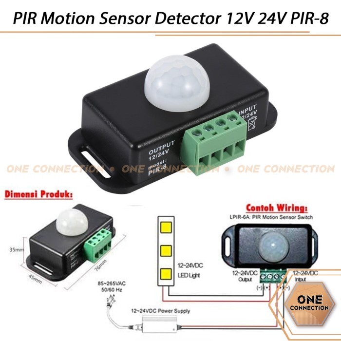 Jual PIR Motion Sensor Detector 12V 24V PIR-8 /Saklar Otomatis Sensor ...