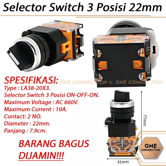 Jual Selector Switch 3 Posisi /3Posisi 22mm AC 660V ON-OFF-ON 2NO LA38-20X3 | Shopee Indonesia