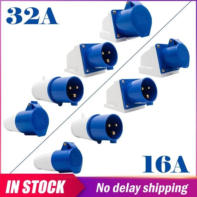 Jual IP44 Industrial Socket 3 PIN Waterproof Connector 16A 32A Socket ...