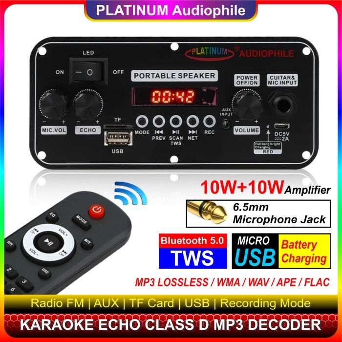 Jual Modul MP3 Decoder Bluetooth Karaoke Amplifier 2x 10W Multimedia ...