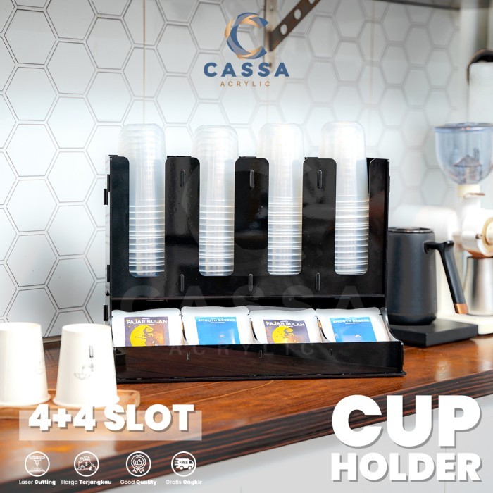 Jual BARU Rak Paper Cup dan Kopi Sachet Organizer Akrilik 4 + 4 Slot ...