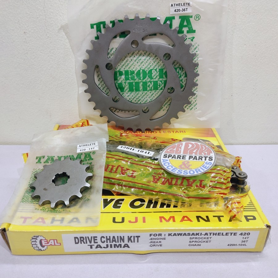 Jual Paket rantai Kawasaki ATHLETE 420 gear Gir set 14 36 104L Limited ...