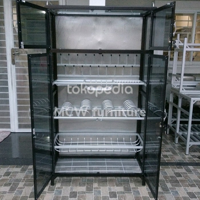 Jual Rak Piring Aluminium Coklat Rangka Besar/Lemari Piring Aluminium ...
