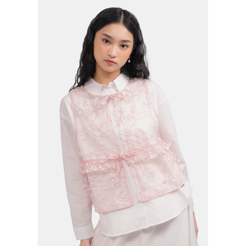 Jual COLORBOX Round Neck Lace Vest Lt. Pink | Shopee Indonesia