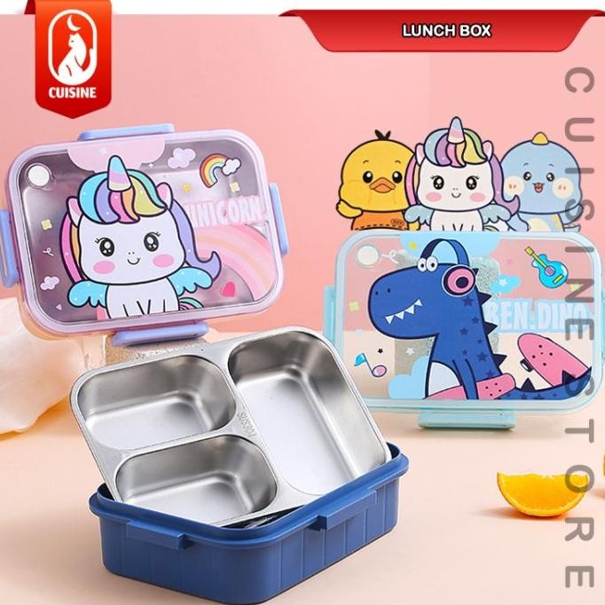 Jual LUNCH BOX SET Anak Sekolah Stainless 304 Sekat Kotak Makan Bekal Lucu | Shopee Indonesia