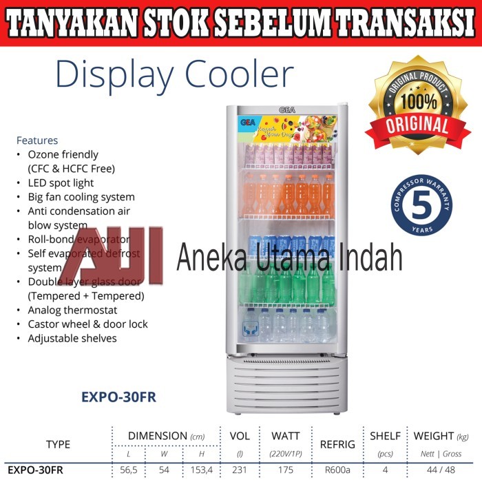 Jual GEA EXPO-30FC Display Cooler Kulkas Showcase 222L | Shopee Indonesia