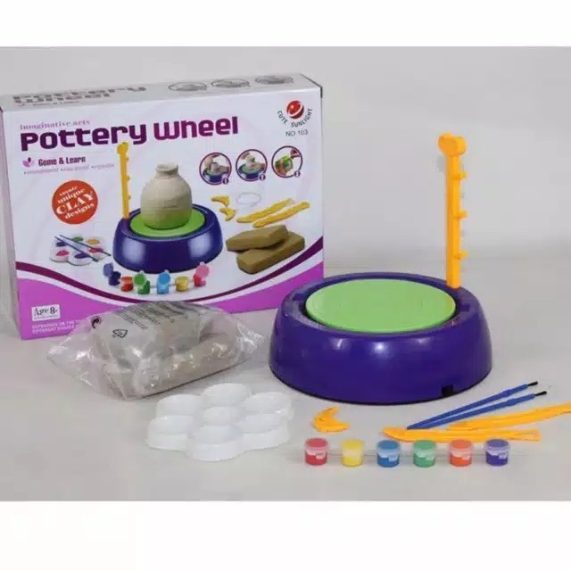 Jual ELECTRIC MINI CERAMIC POTTERY MACHINE WHEEL DIY ART CRAFT MAINAN ...
