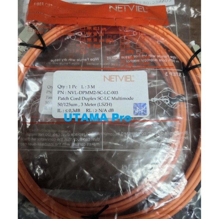 Jual NETVIEL Patch Cord SC to LC, Duplex Multimode 3Meter | Shopee ...