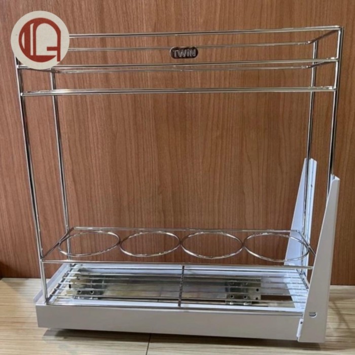 Jual KOMPLIT rak botol bumbu stainless kitchen set tarik rak dapur ...