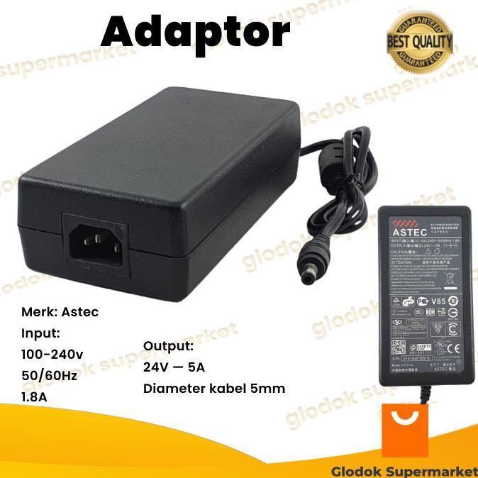 Jual adaptor 24v 5a adapter dc switching 24 volt 5 ampere astec free ...