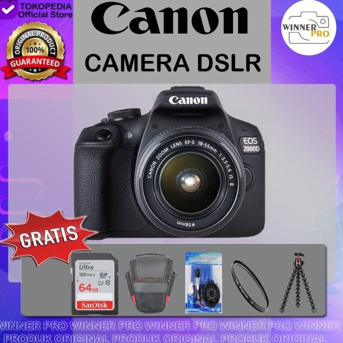 Jual Canon Eos 2000D Kit 18-55Mm Is Ii Paket Lengkap | Shopee Indonesia