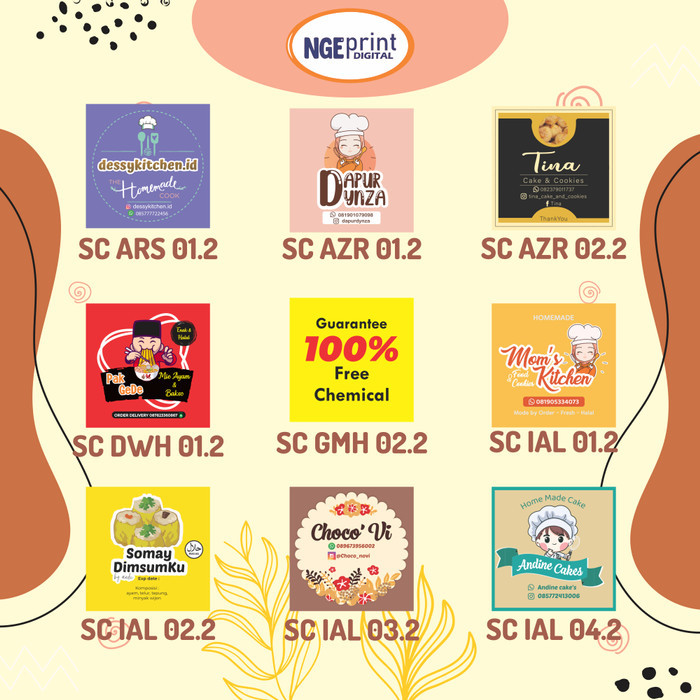 Jual Cetak Stiker Kotak Chromo Custom Design Label Makanan Sticker ...