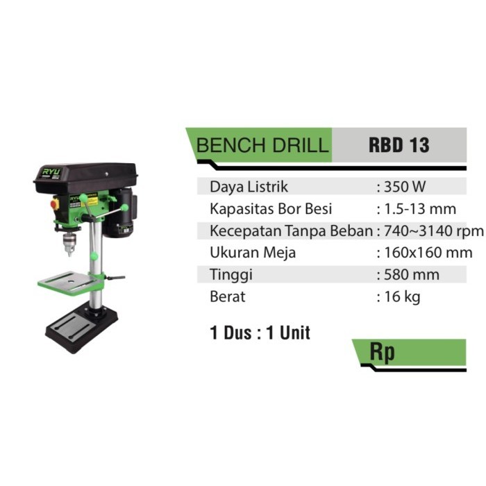 Jual BOR DUDUK RYU 13 MM RBD 13 RBD13 BENCH DRILL 13MM | Shopee Indonesia