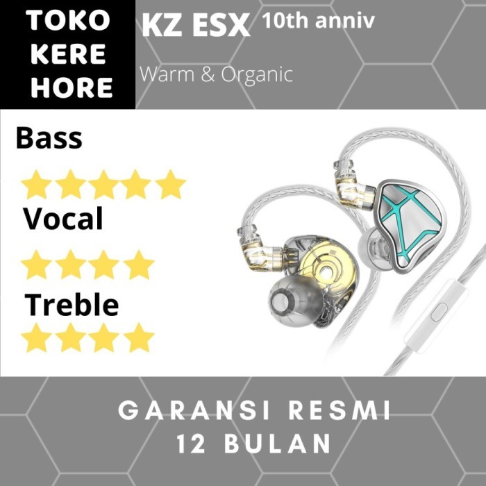 Jual KZ ESX 10th Anniversary Bass Head Earphone with Mic | Shopee Indonesia