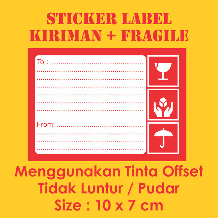 Jual Sticker Label Kiriman + Fragile 10 x 7 cm | Shopee Indonesia